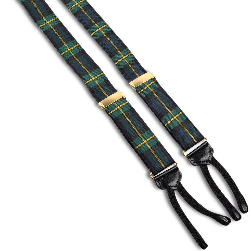 Green Plaid 100% Silk Formal Braces – John Craig